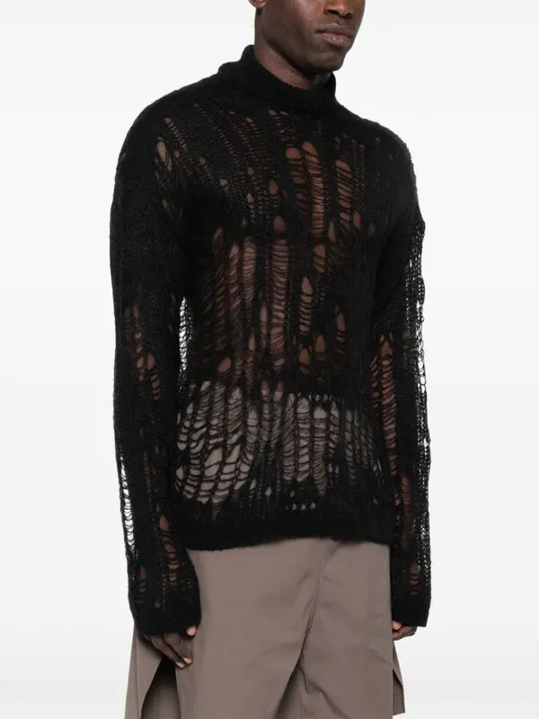 Rick Owens Tommy Lupetto Open-knit Jumper - Black