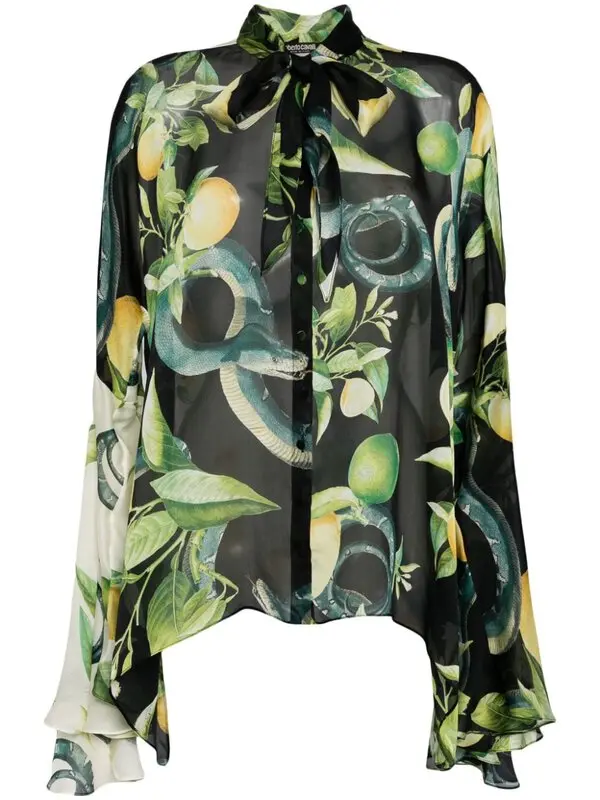 Roberto Cavalli Graphic-print Silk Shirt