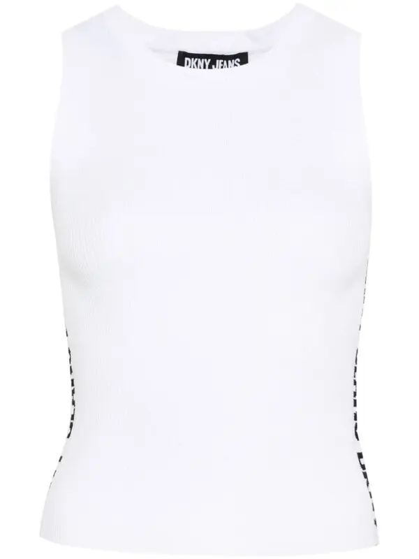 Dkny Jacquard-logo Ribbed Tank