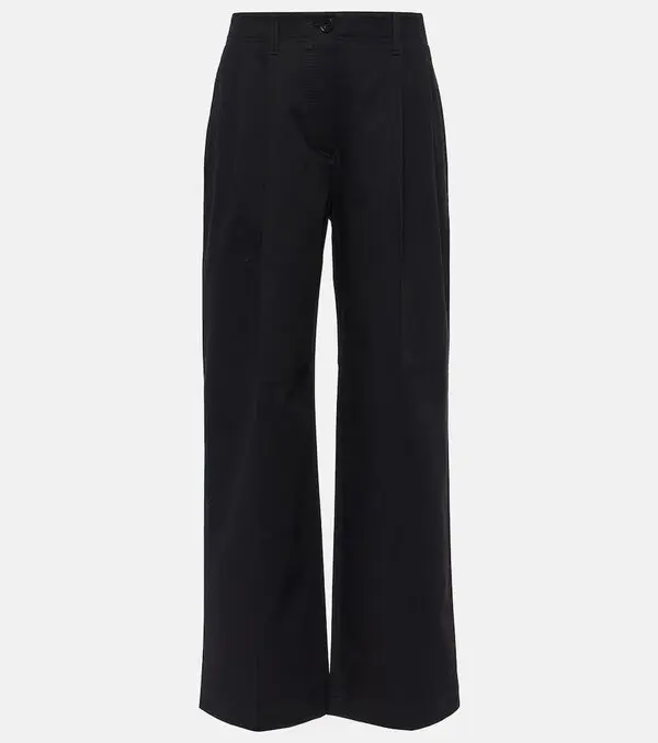 TOTEME Cotton Twill Wide-leg Trousers - Black