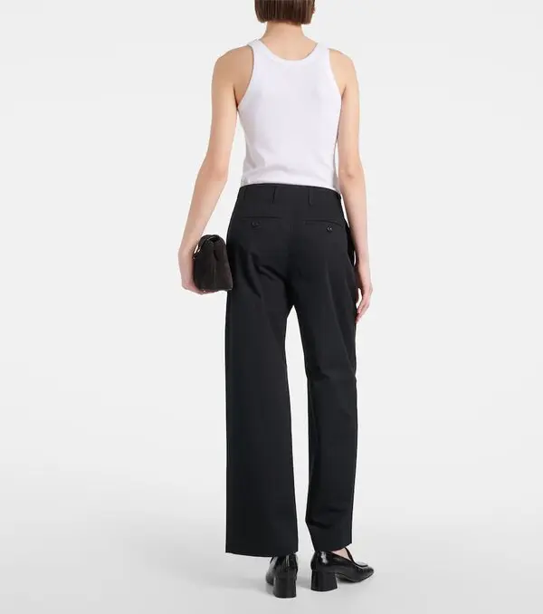 TOTEME Cotton Twill Wide-leg Pants - Black