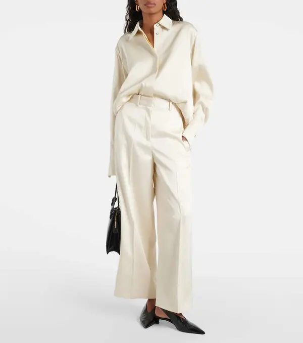 JIL SANDER Satin Wide-leg Pants - Beige