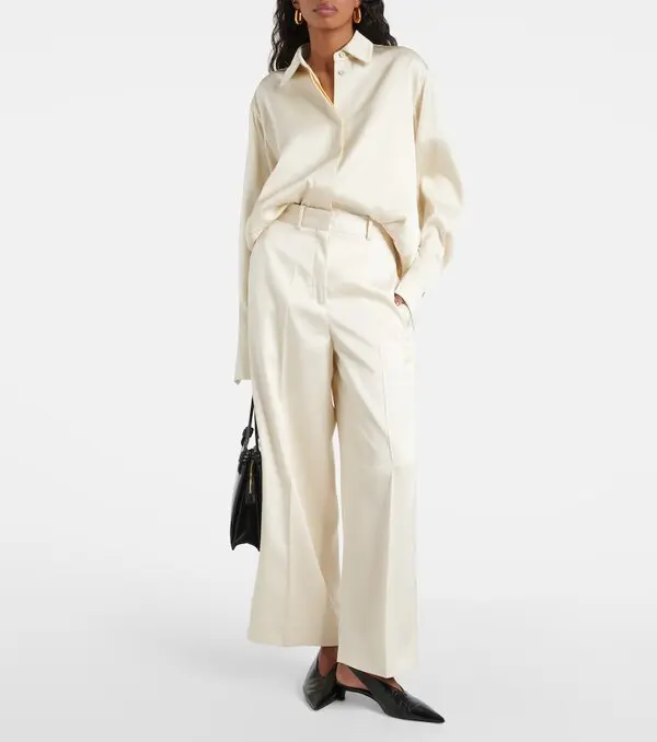 JIL SANDER Satin Wide-leg Pants - Beige