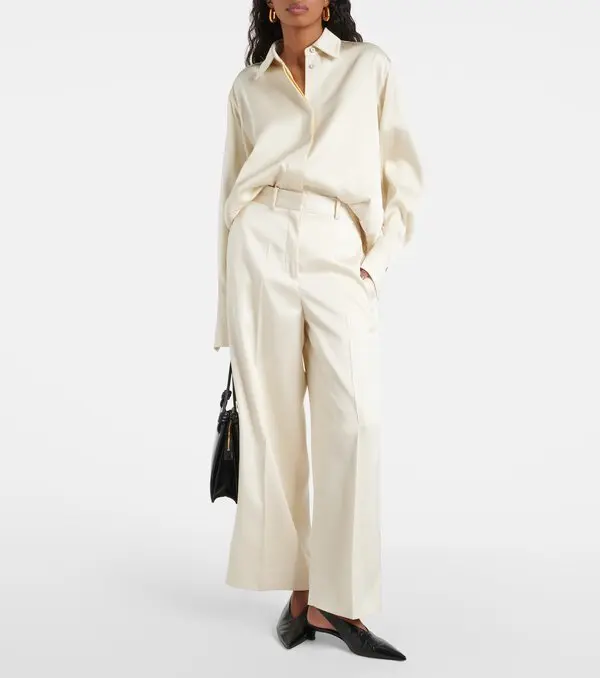 JIL SANDER Satin Wide-leg Pants - Ivory
