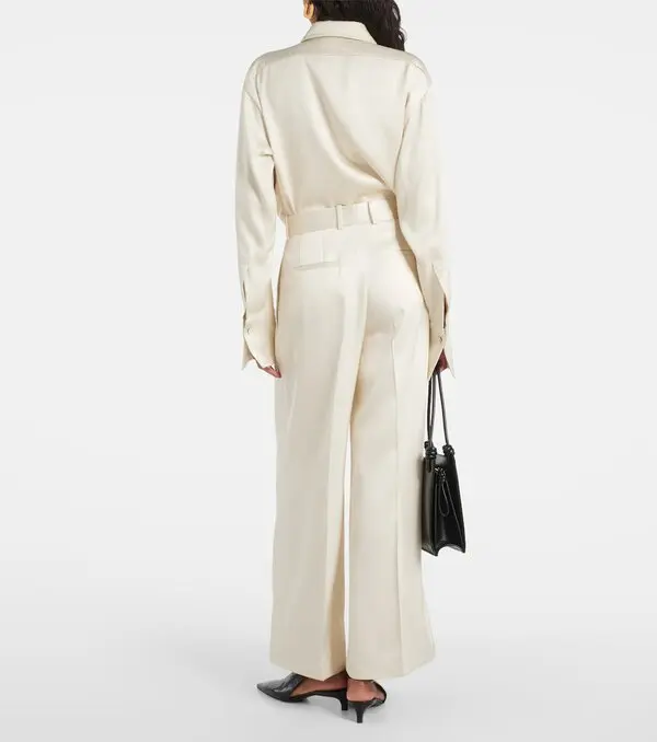 JIL SANDER Satin Wide-leg Pants - Ivory