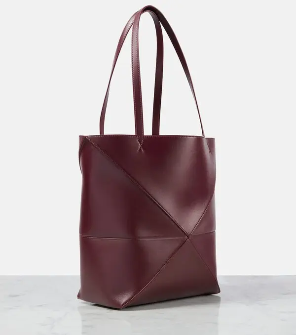 Loewe Puzzle Fold Medium Leather Tote Bag - Red
