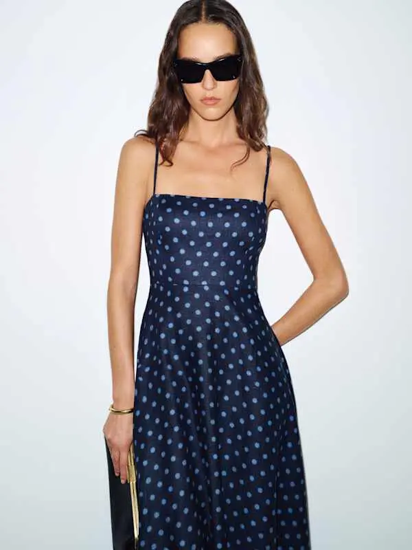 REFORMATION Monette Linen Dress - Blue