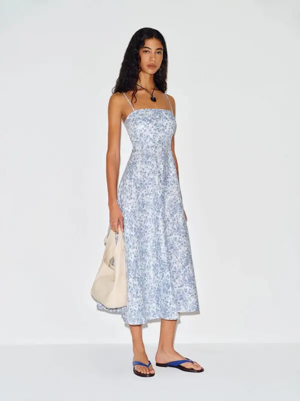 REFORMATION Monette Linen Dress - Blue