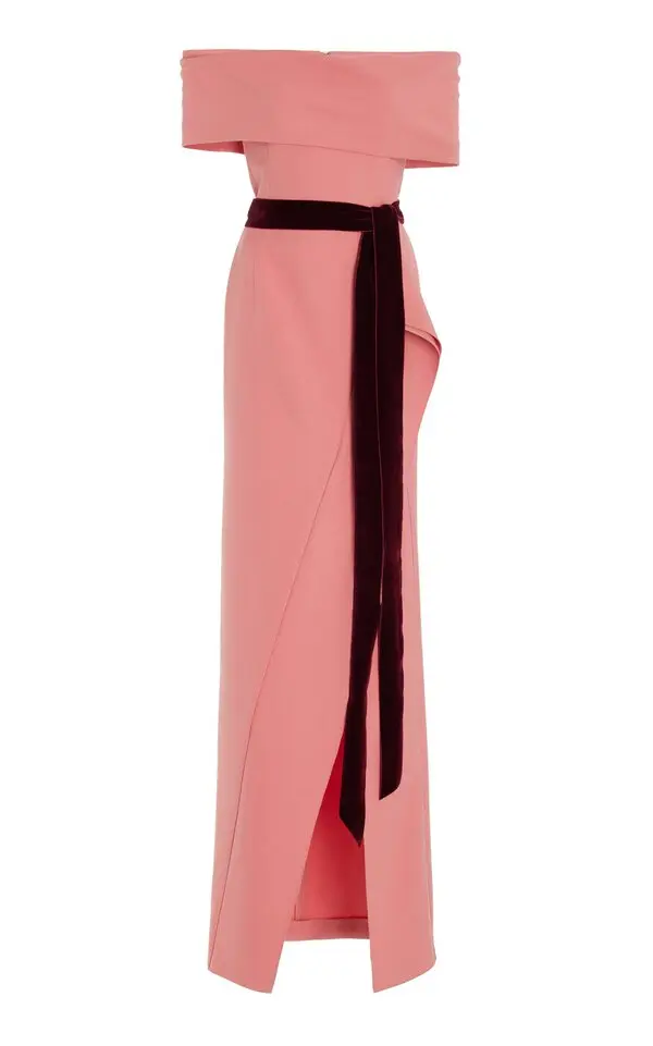 Oscar De La Renta Off-the-shoulder Wool Gown