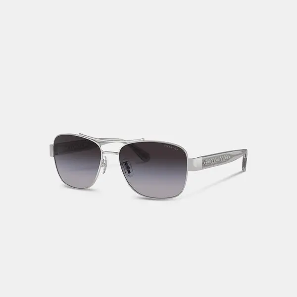COACH Signature Ombré Narrow Pilot Sunglasses - Grey Gradient