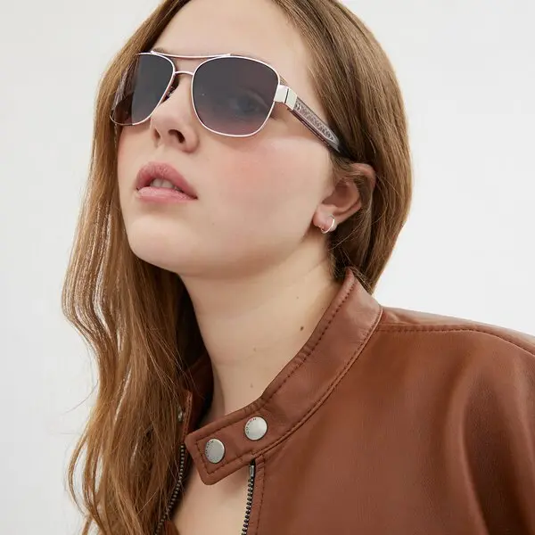 COACH Signature Ombré Narrow Pilot Sunglasses - Grey Gradient