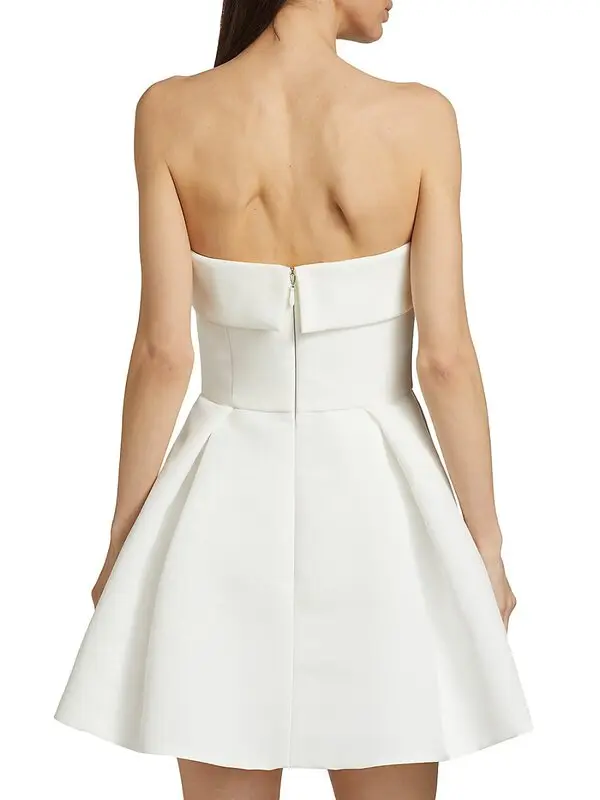 Amsale Box-pleated Faille Minidress