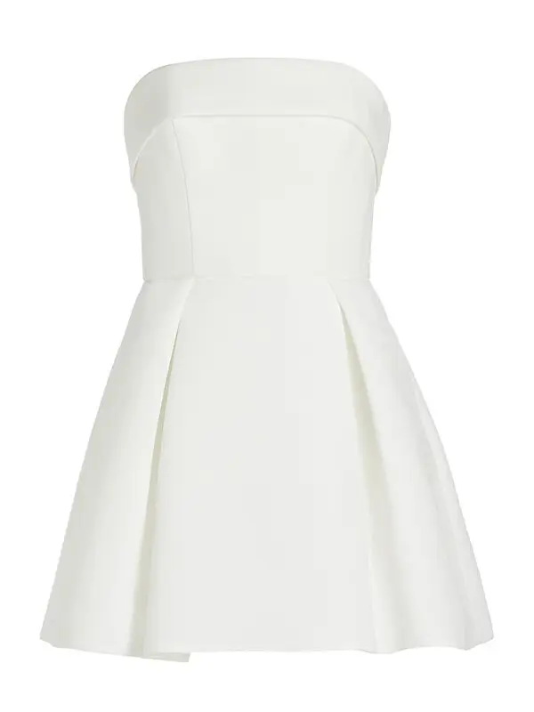 Amsale Box-pleated Faille Minidress
