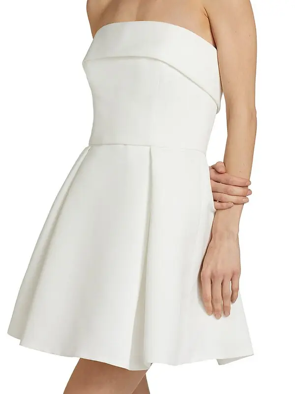 Amsale Box-pleated Faille Minidress