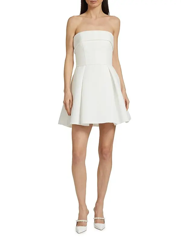 Amsale Box-pleated Faille Minidress