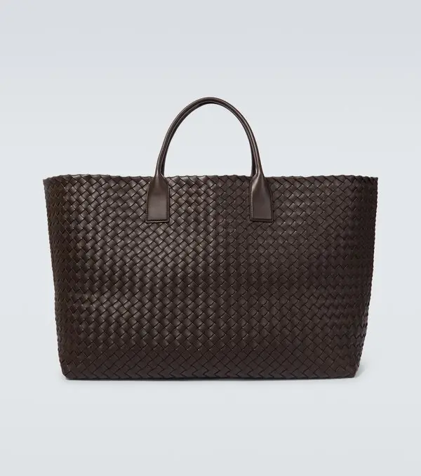 Bottega Veneta Cabat Maxi Intrecciato Leather Tote - Brown