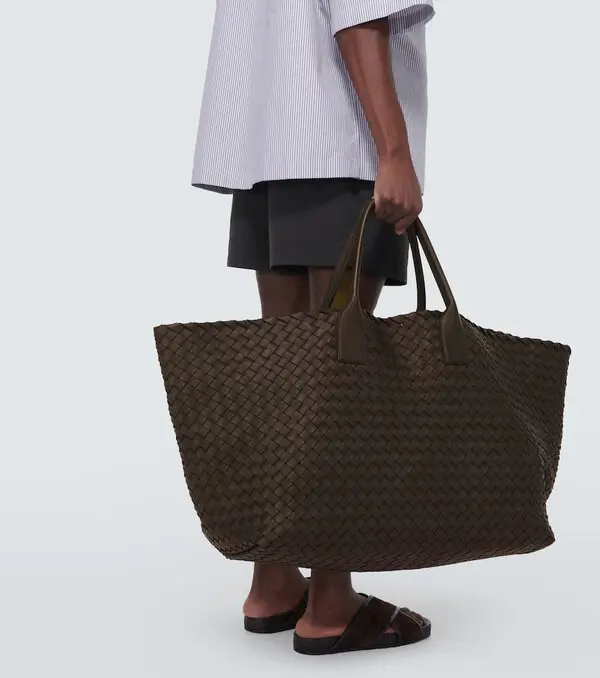 Bottega Veneta Cabat Maxi Intrecciato Leather Tote - Brown
