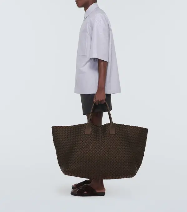 Bottega Veneta Cabat Maxi Intrecciato Leather Tote - Brown