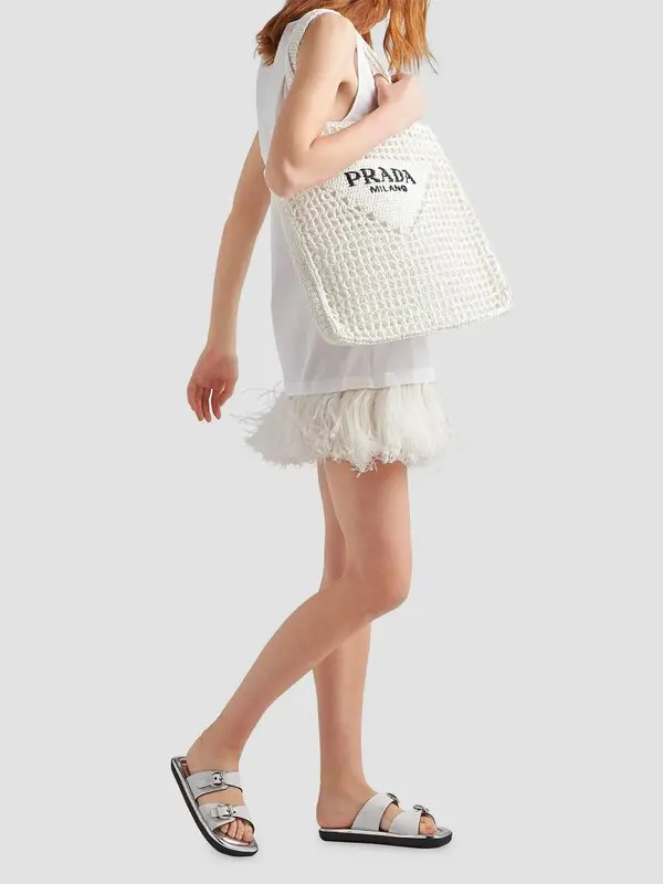 Prada Crochet Tote Bag - White