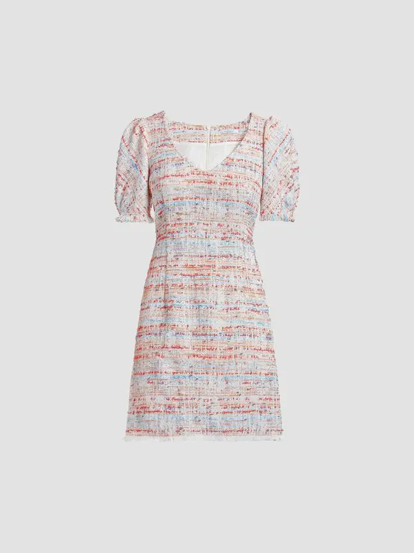 Santorelli Bianca Cotton-blend Tweed Short-sleeve Minidress