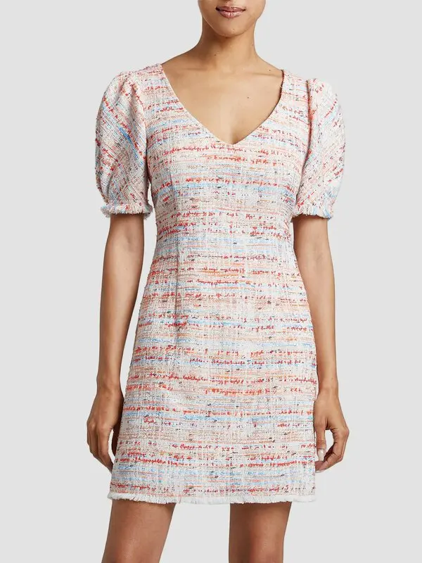 Santorelli Bianca Cotton-blend Tweed Short-sleeve Minidress