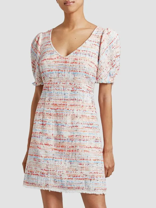 Santorelli Bianca Cotton-blend Tweed Short-sleeve Minidress