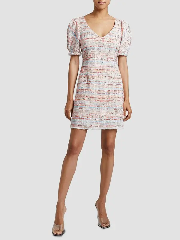 Santorelli Bianca Cotton-blend Tweed Short-sleeve Minidress