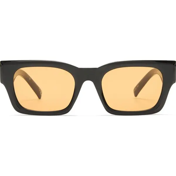 Le Specs Shmood Rectangular Sunglasses - Black/ Amber Tint