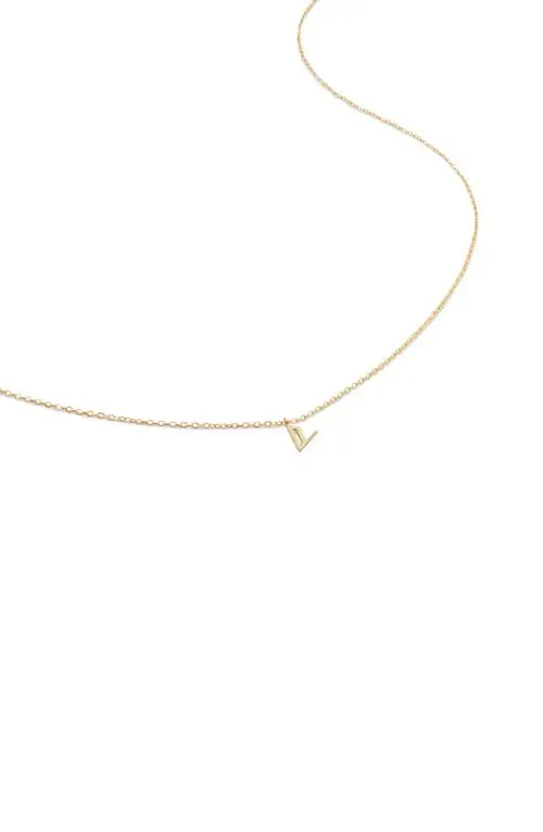 Monica Vinader Initial Pendant Necklace - 14kt Solid Gold - V