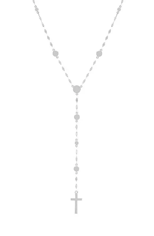 Lana Jewelry 14k Cross Disc Lariat Necklace - White Gold
