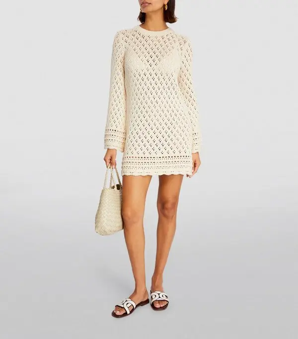 FRAME Crochet Shift Mini Dress