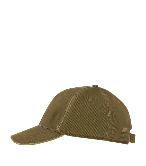 Saint Laurent Distressed Corduroy Cassandre Baseball Cap - Beige