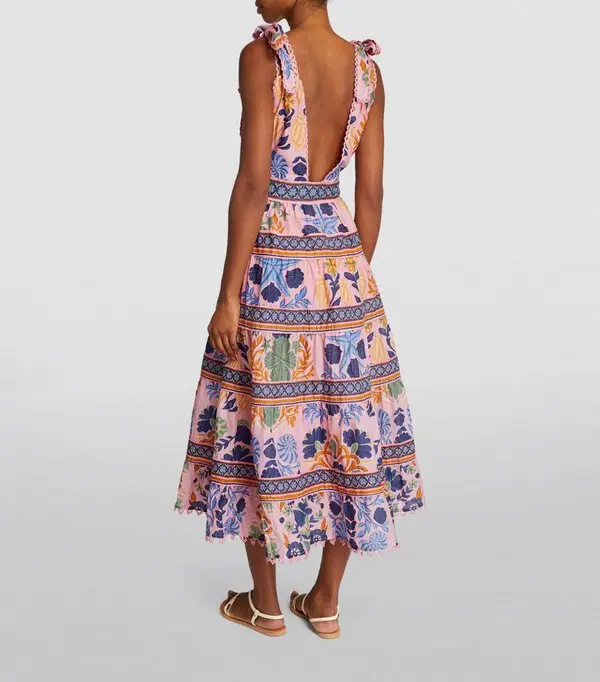 knee length dresses for ladies Pink Seashell Tapestry Midi Dress – FARM Rio main image 0