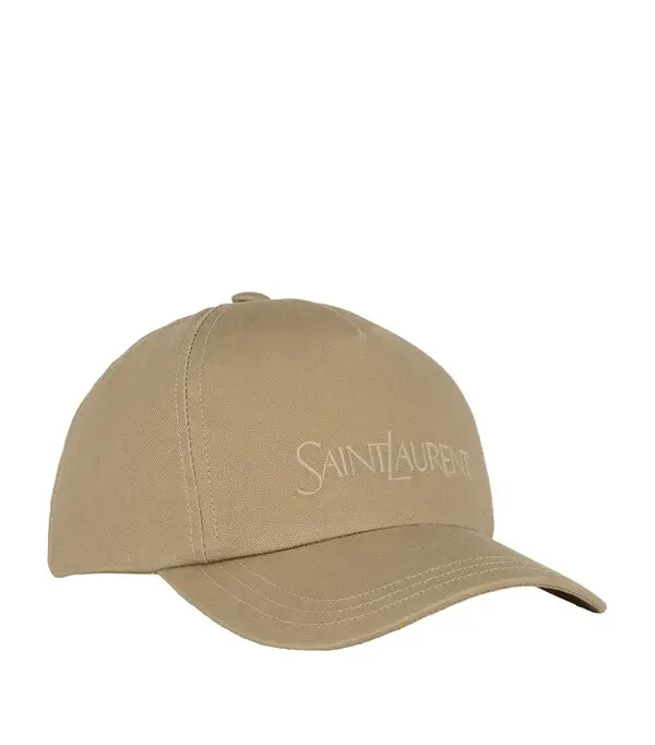 Saint Laurent Cotton-linen Baseball Cap - Nude