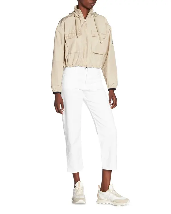 Moncler Leda Hooded Cropped Parka - Beige