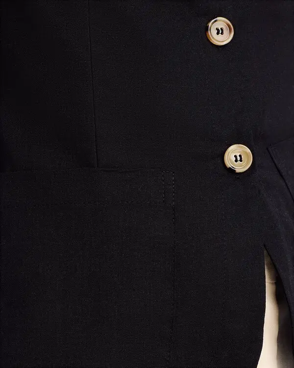FORE Button-front Linen Blend Vest