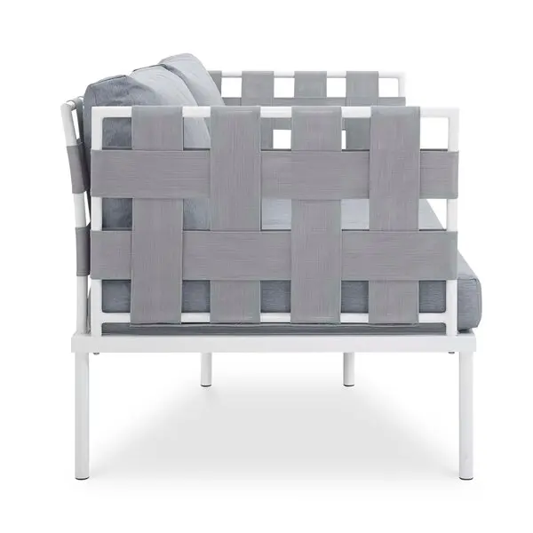 MODWAY Harmony Outdoor Patio Aluminum Loveseat - White Gray