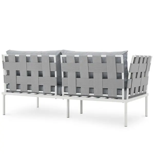 MODWAY Harmony Outdoor Patio Aluminum Loveseat - White Gray