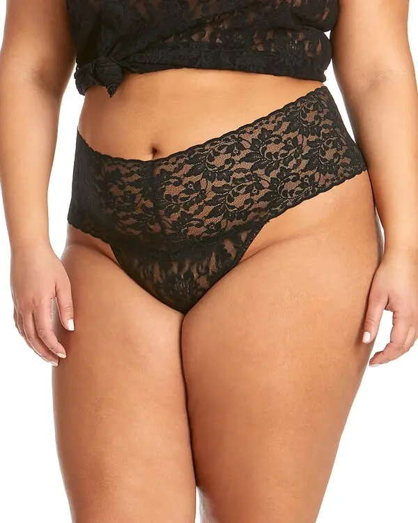 Hanky Panky Plus Retro Lace Thong - Black