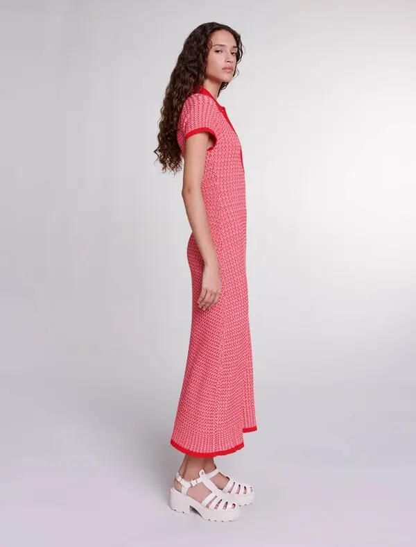 maje herringbone knit maxi dress Herringbone knit maxi dress