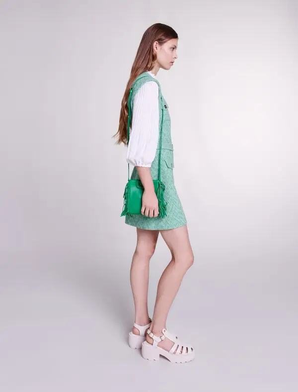 Maje Dual-material Tweed Dress