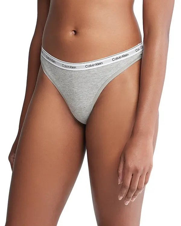 Calvin Klein Modern Logo Thong - Gray Heather