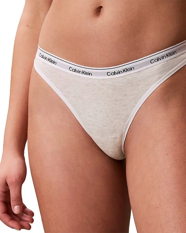 Calvin Klein Modern Logo Thong - Snow Heather