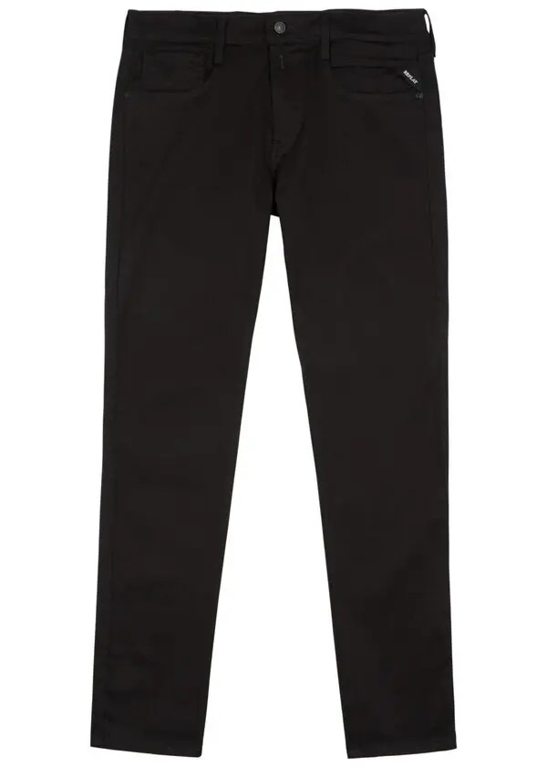 REPLAY Anbas Hyperflex Re-used Slim-leg Jeans - Black