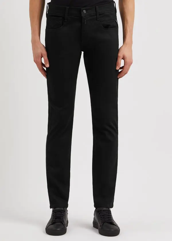 REPLAY Anbas Hyperflex Re-used Slim-leg Jeans - Black