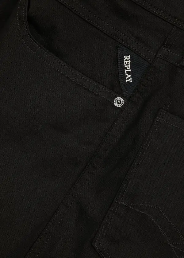 REPLAY Anbas Hyperflex Re-used Slim-leg Jeans - Black