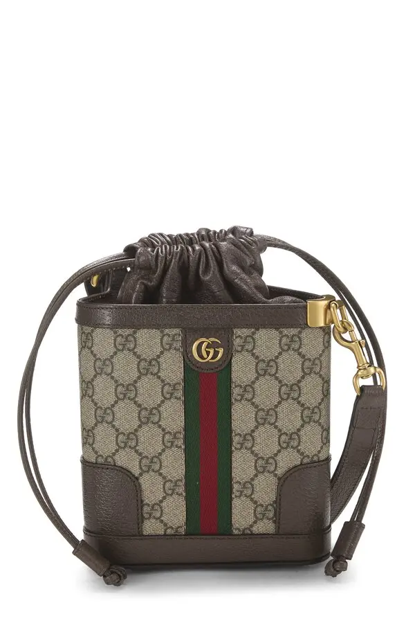 Gucci Original Gg Supreme Ophidia Bucket Bag - Brown