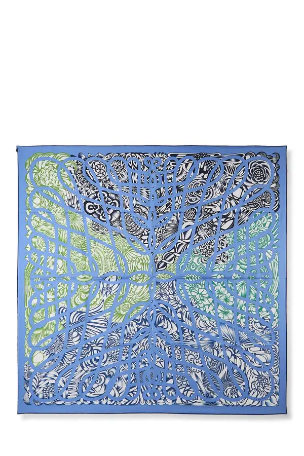 Hermès Multicolor 'azulejos' Silk Scarf 90 - Blue