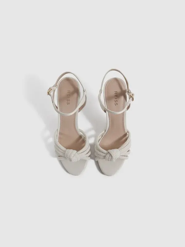 REISS Estel Strappy Pearl Embellished High Heel Sandals