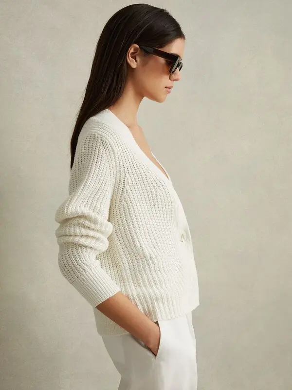 REISS Ariana Cotton-linen Blend Cardigan